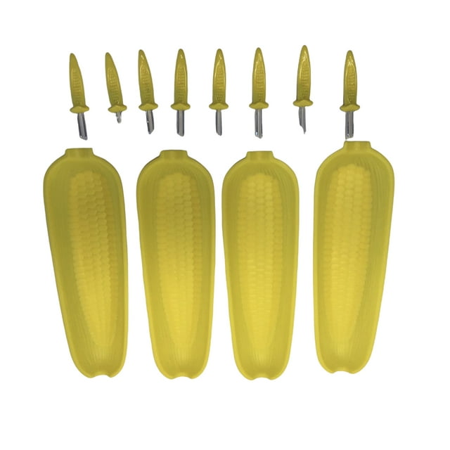 Ehome Corn on the Cob Set with 4 Yellow Trays, 8 Corn Holders, Set of ...