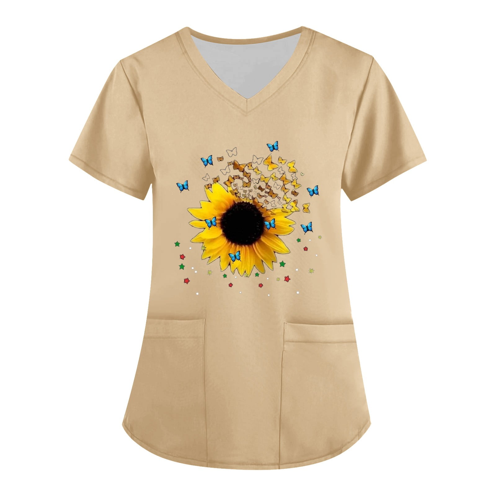 Ehtmsak Sunflower Scrub Suit for Women Set Nursing Uniform V Neck ...