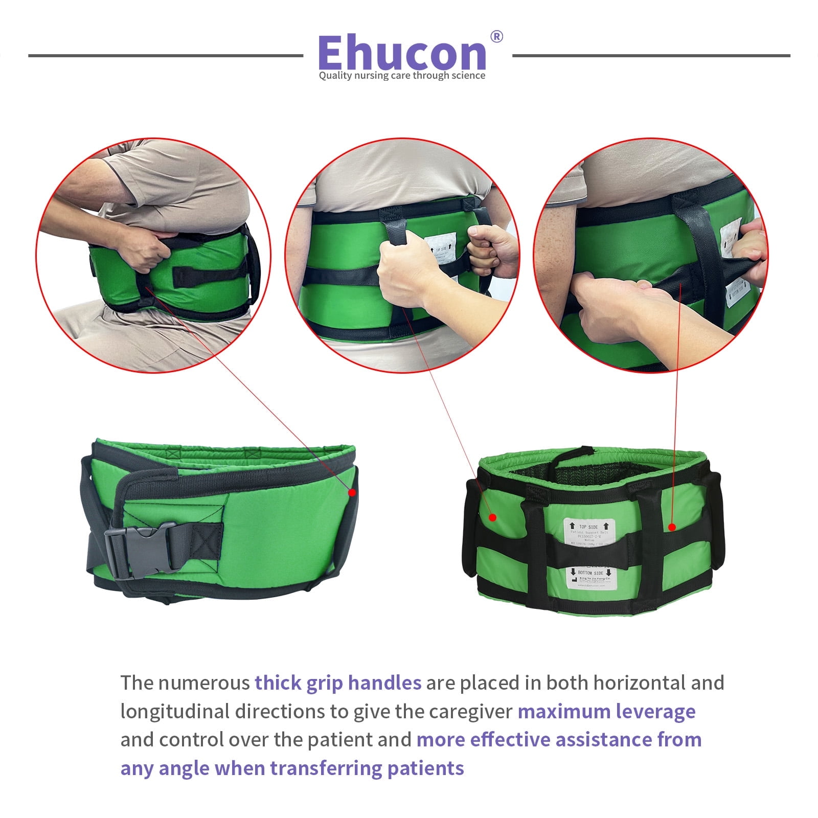 Ehucon Gait Belts with Padded Handles, Transfer Belts for Seniors, Pack ...