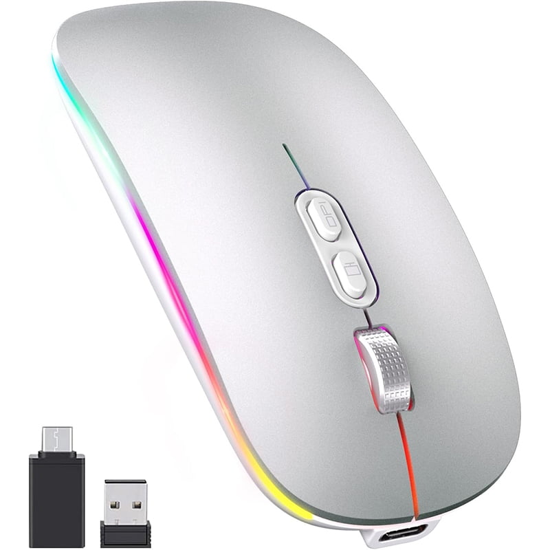 Ehxcrt LED Wireless Bluetooth Mouse, Portable 2.4G Optical Computer ...