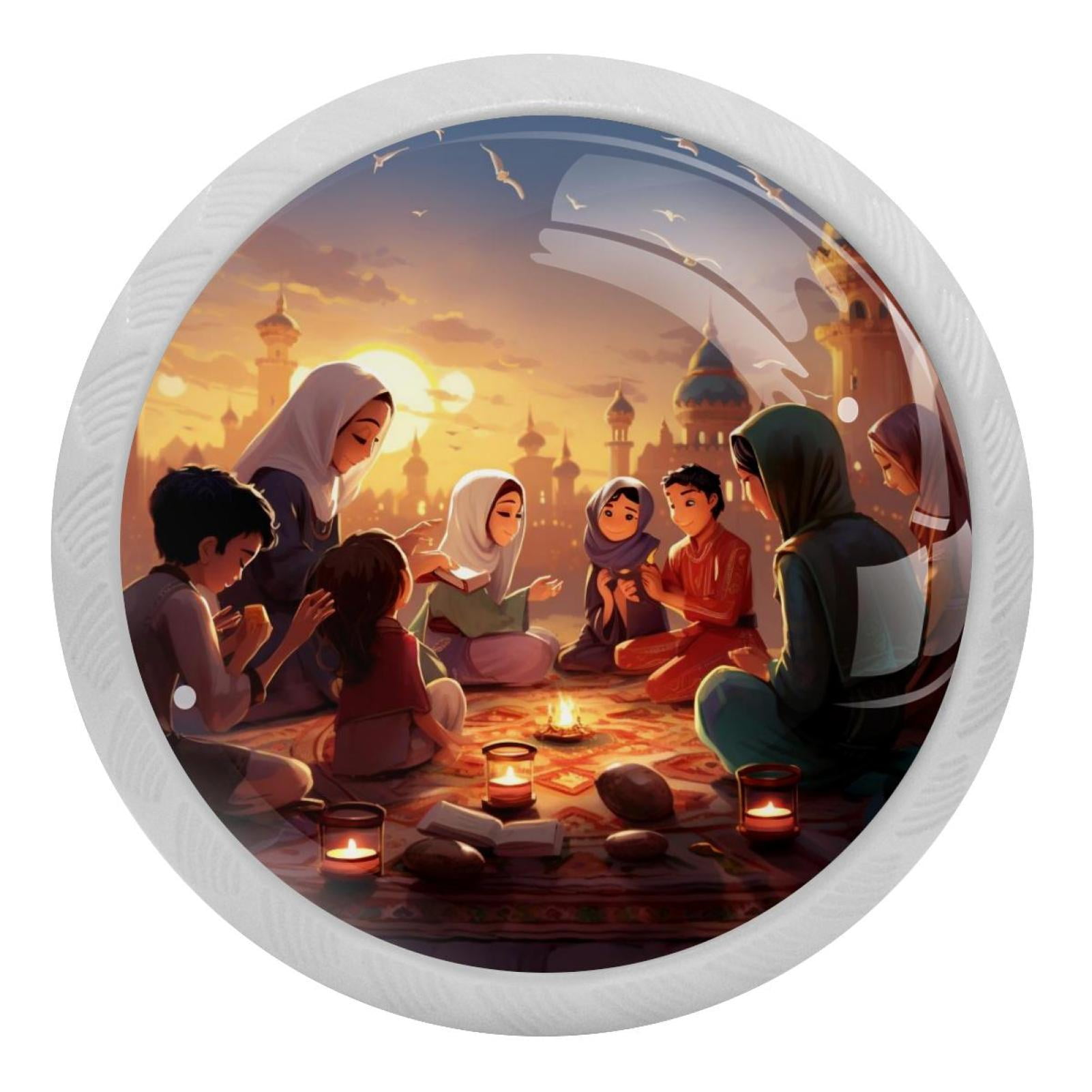 Eid Al Fitr Fluorescent Drawer Pulls with Screws: Round 4-Pack Glow-in ...