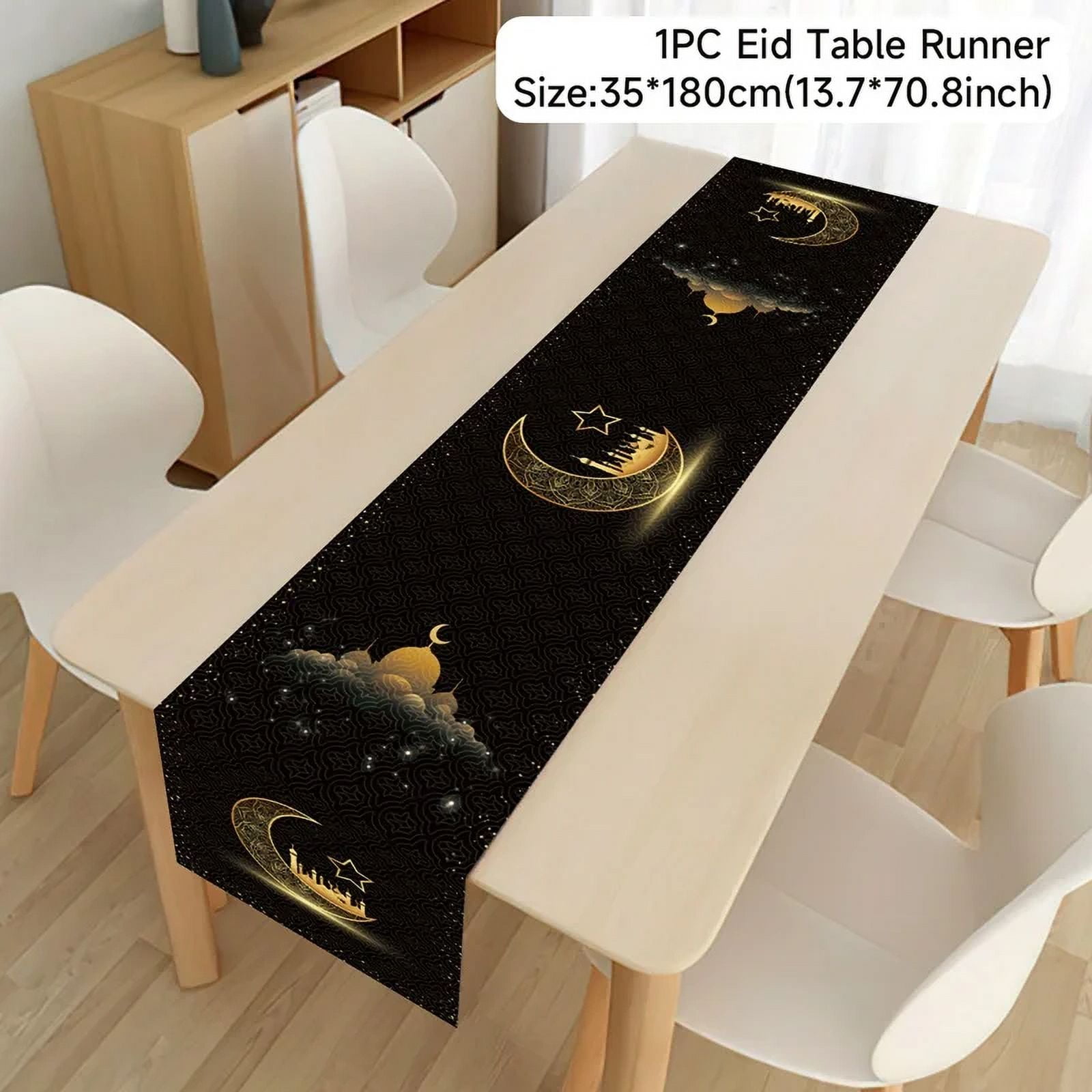 Eid Al-Fitr Star and Moon Letter Print Home Table ration Table Flag ...