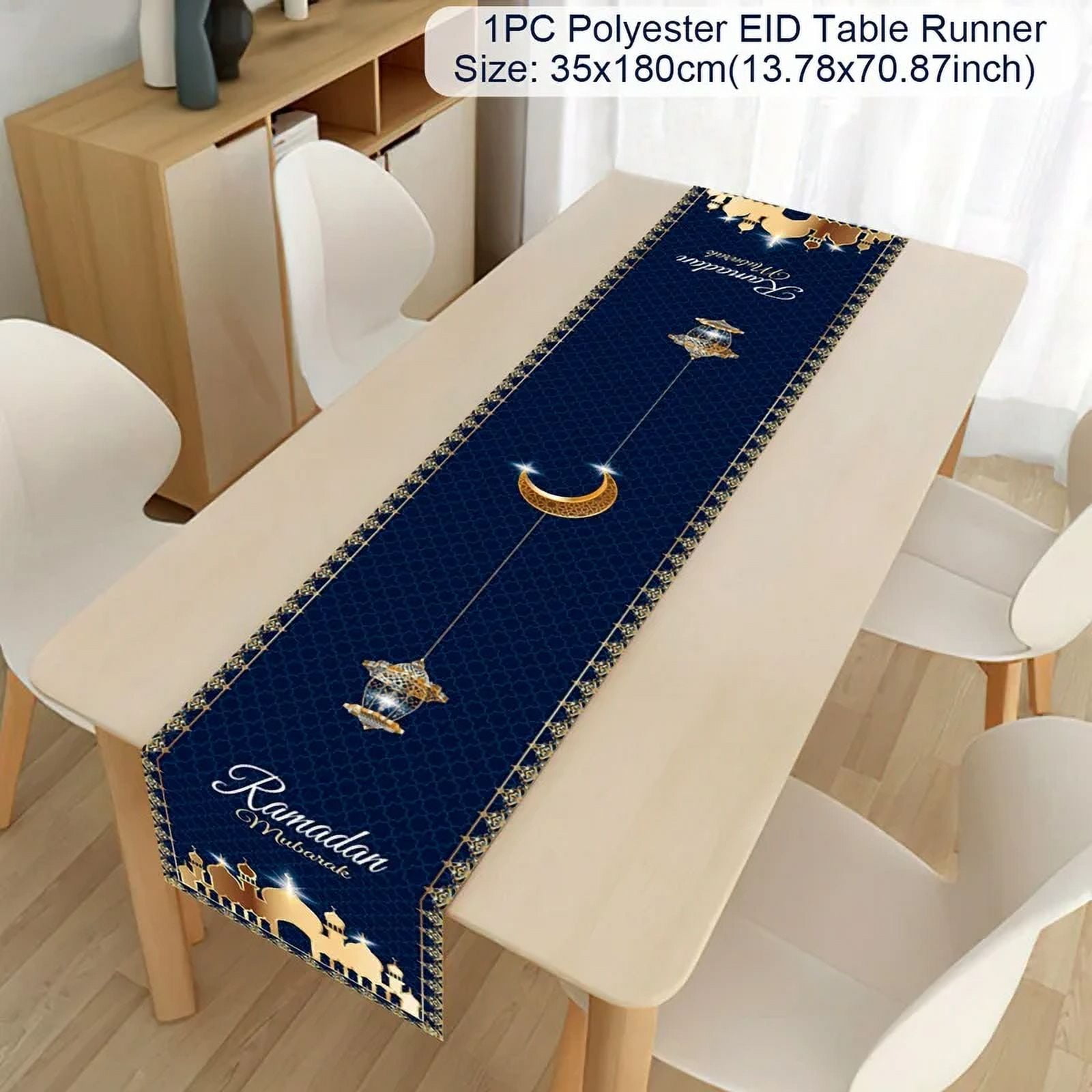 Eid Al-Fitr Star and Moon Letter Print Home Table ration Table Flag ...