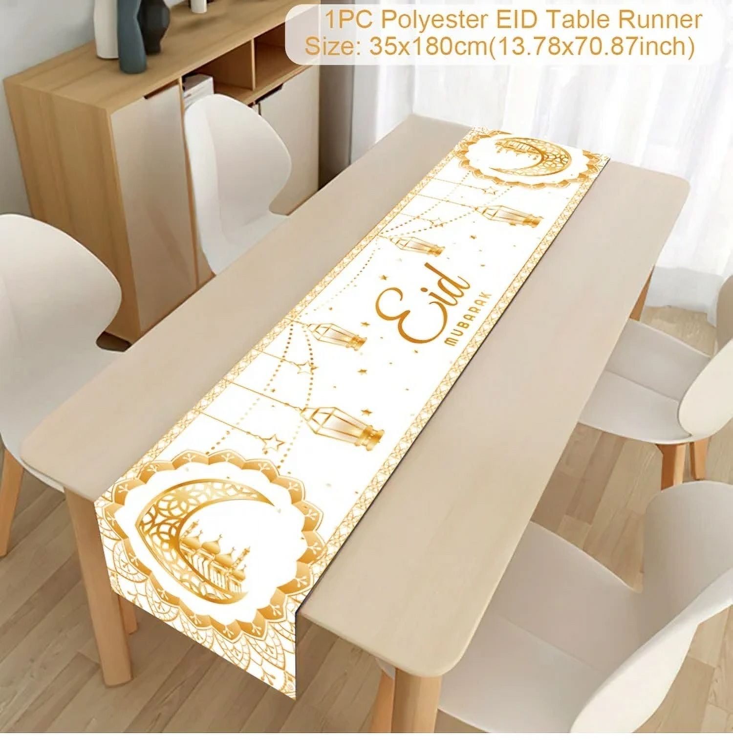 Eid Al-Fitr Star and Moon Letter Print Home Table ration Table Flag ...