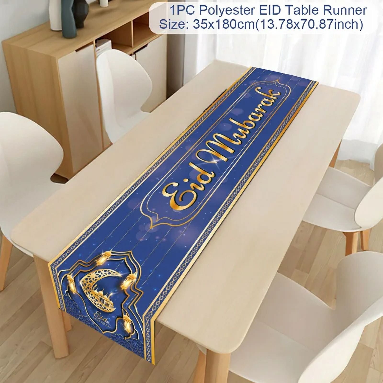 Eid Al-Fitr Star and Moon Letter Print Home Table ration Table Flag ...