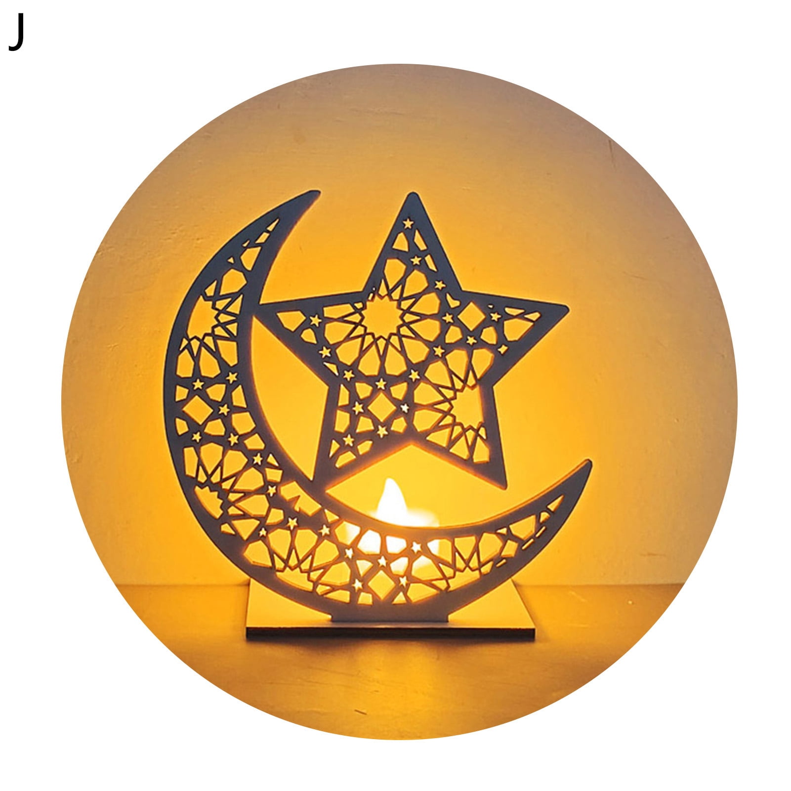 Eid Crafts Night Light, Ramadan Light Handmade 3D Wooden Moon Shape LED ...