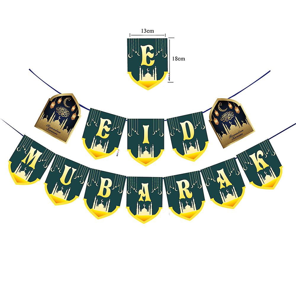Eid Hajj Mubarak Banner Ramadan Hanging Bunting Garlands Islamic Party ...