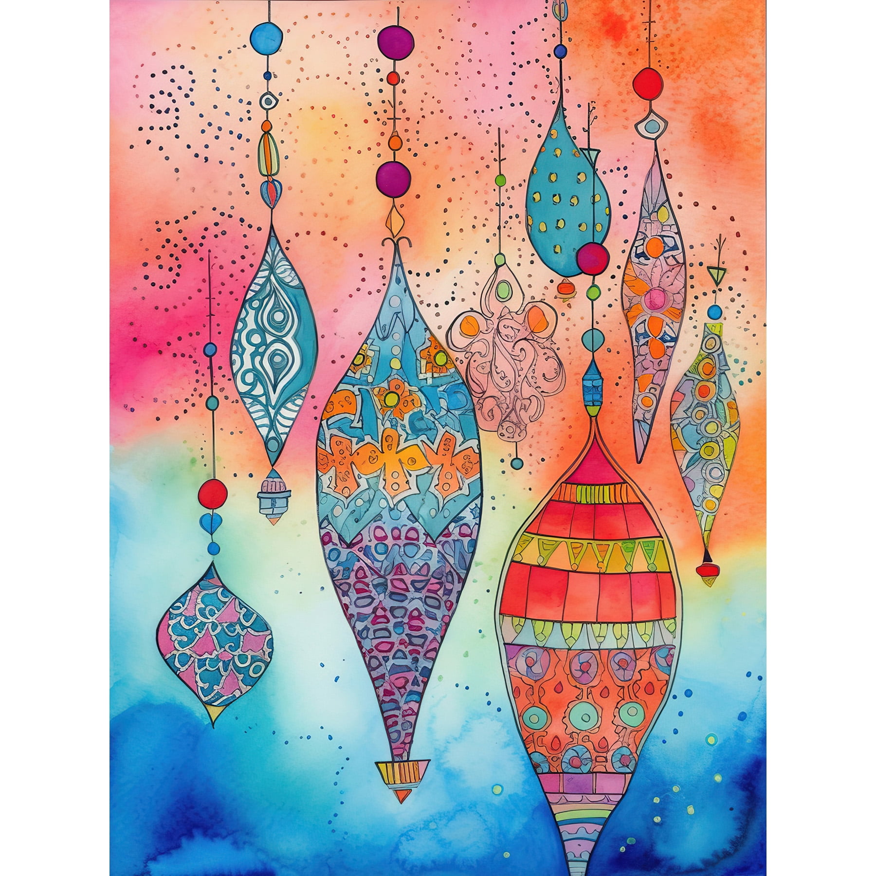 Eid Lanterns Islam Folk Art Extra Large XL Wall Art Poster Print ...