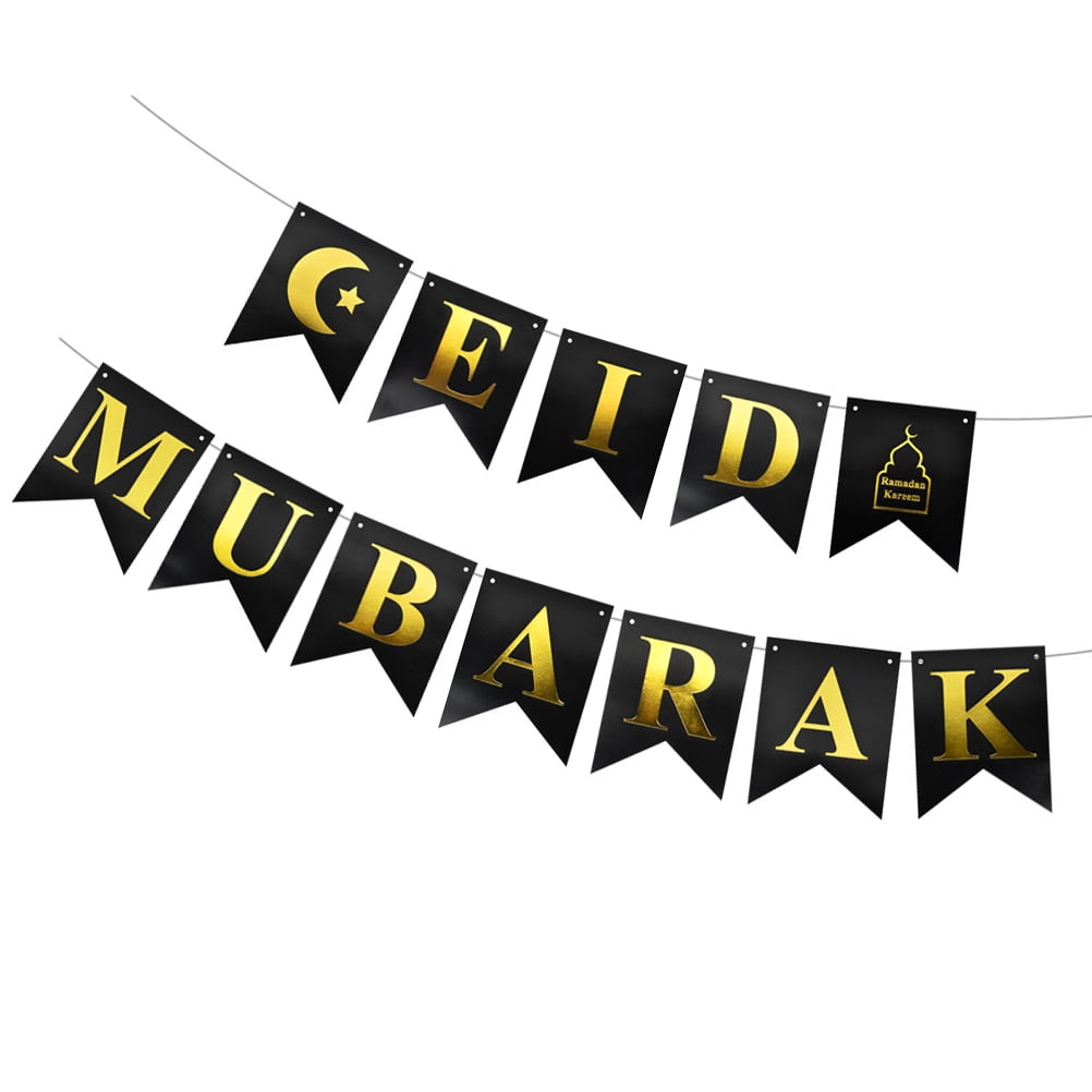 1 Set Ramadan Eid Mubarak Banners Hanging Paper Flags Buntings ...