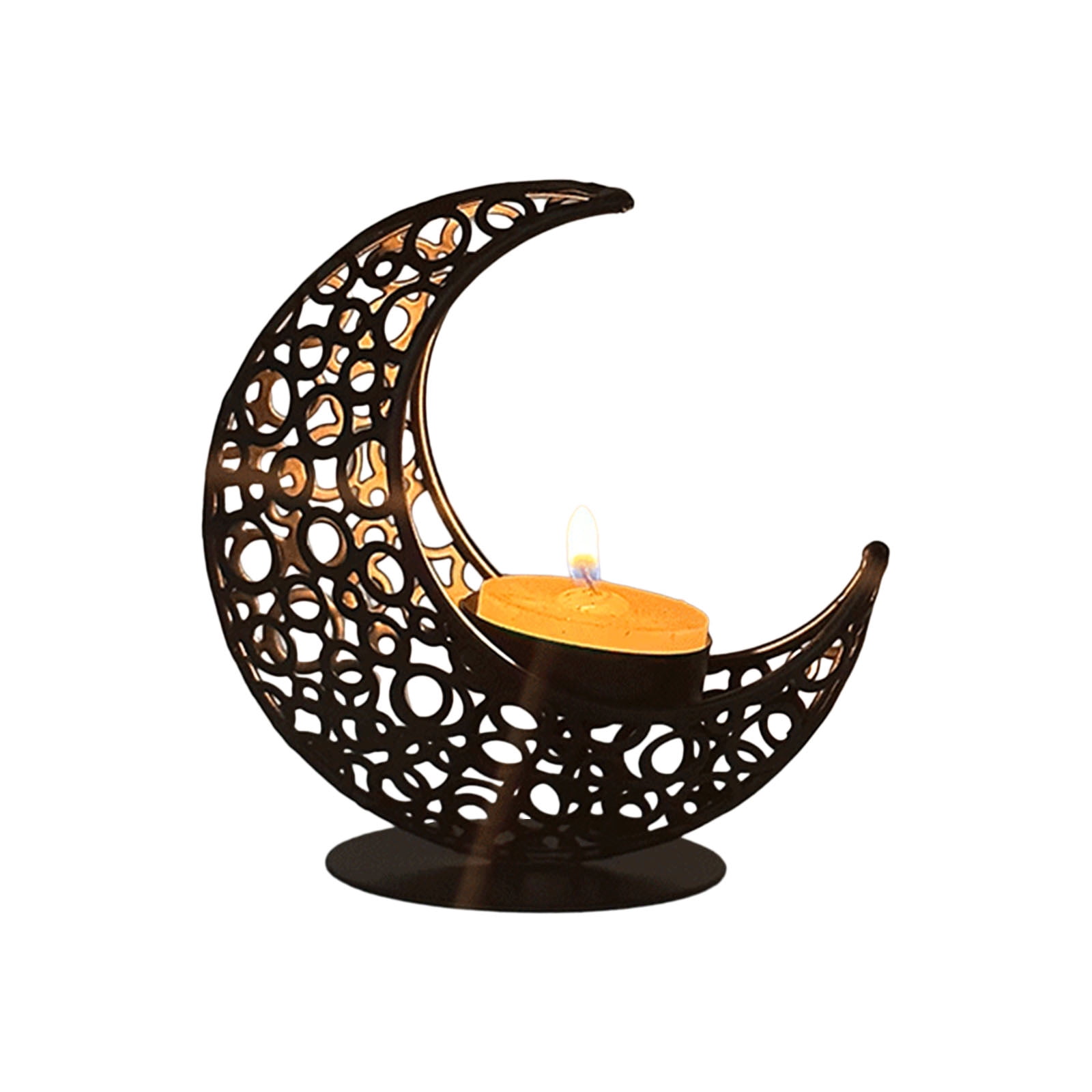 Eid Metal Candlestick Moon Shaped Holder Home Desktop Ornament for ...