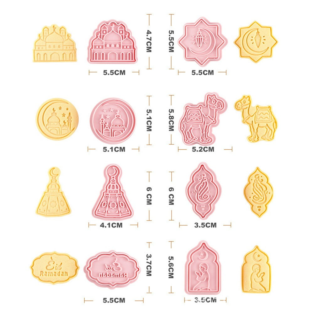Eid Mubarak 3D Cookie Cutters Set - Mosque,Lantern,Camel,Star,Moon ...
