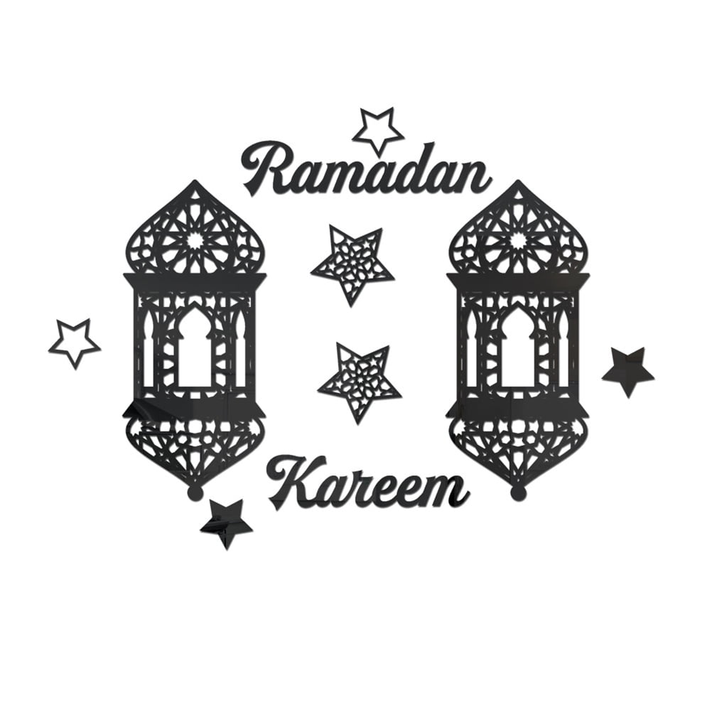 Eid Mubarak Acrylic Mirror Wall Stickers Self Adhesive Wall Decals ...