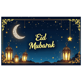 8x6FT Eid Mubarak Backdrop Muslim Arabian Night Backdrop Lantern Moon ...