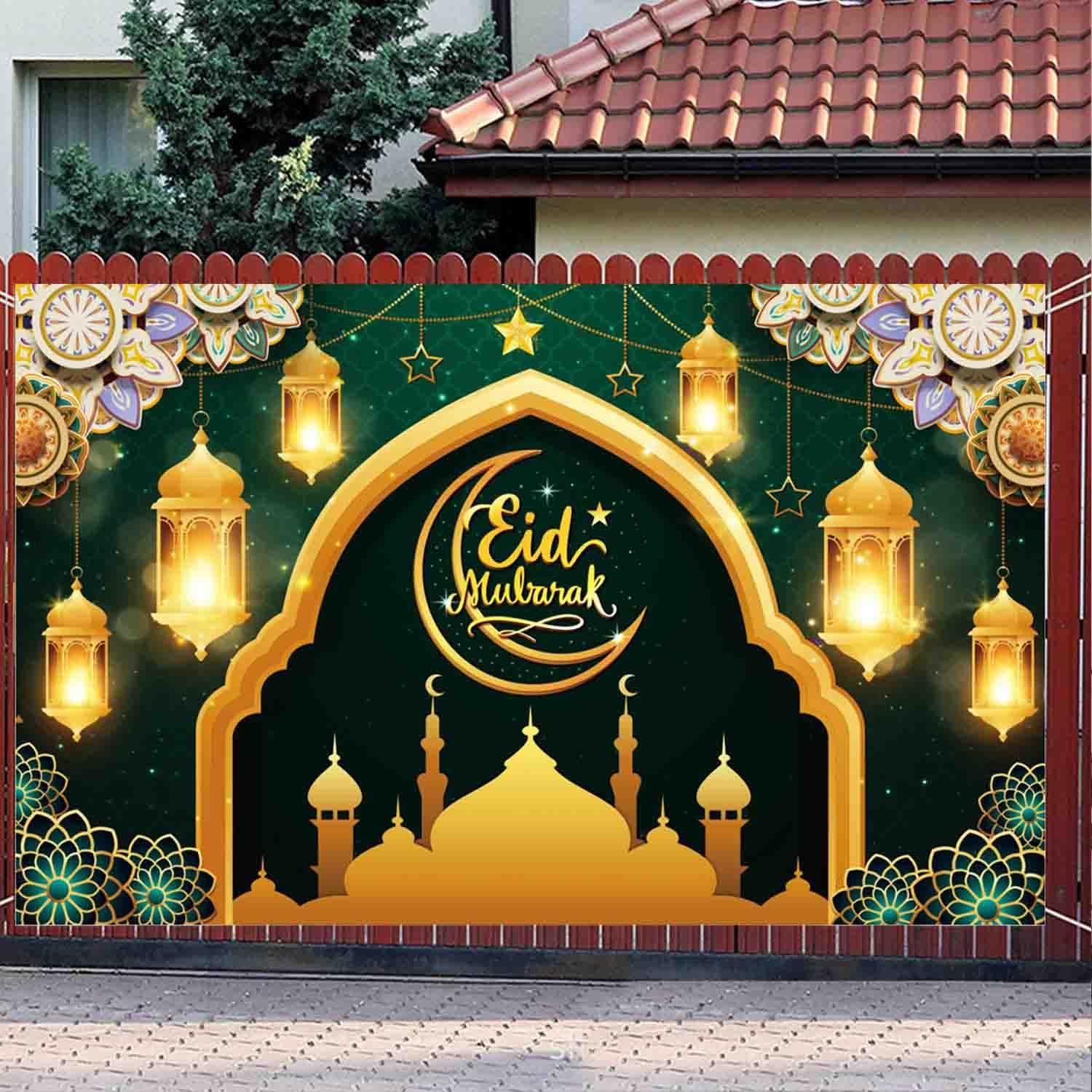 Eid Mubarak Backdrop with 5.9x3.6Ft, Muslim Ramadan Eid Banner Photo ...