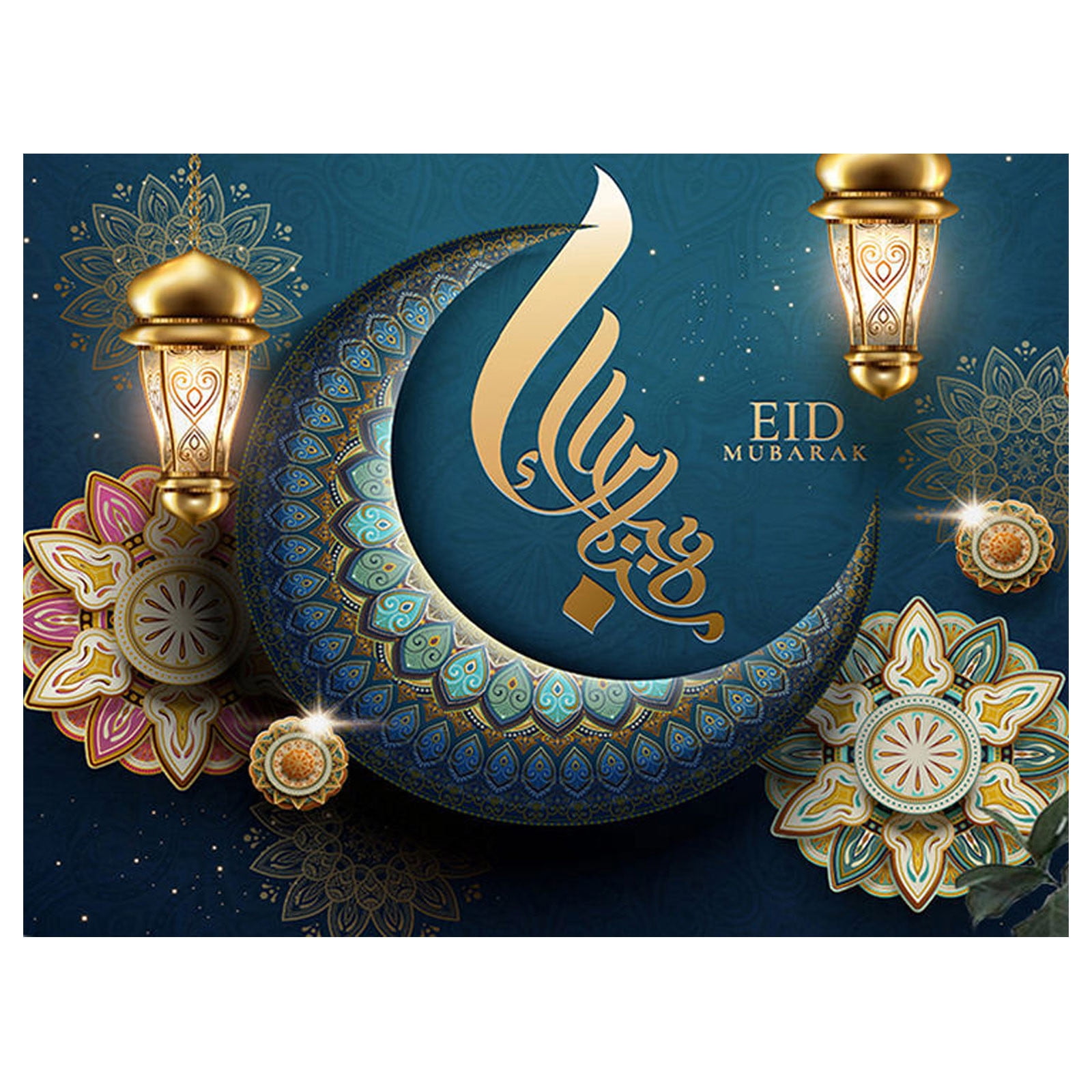 Eid Mubarak Backdrop Islamic Traditional Lanterns Architecture Mosque ...