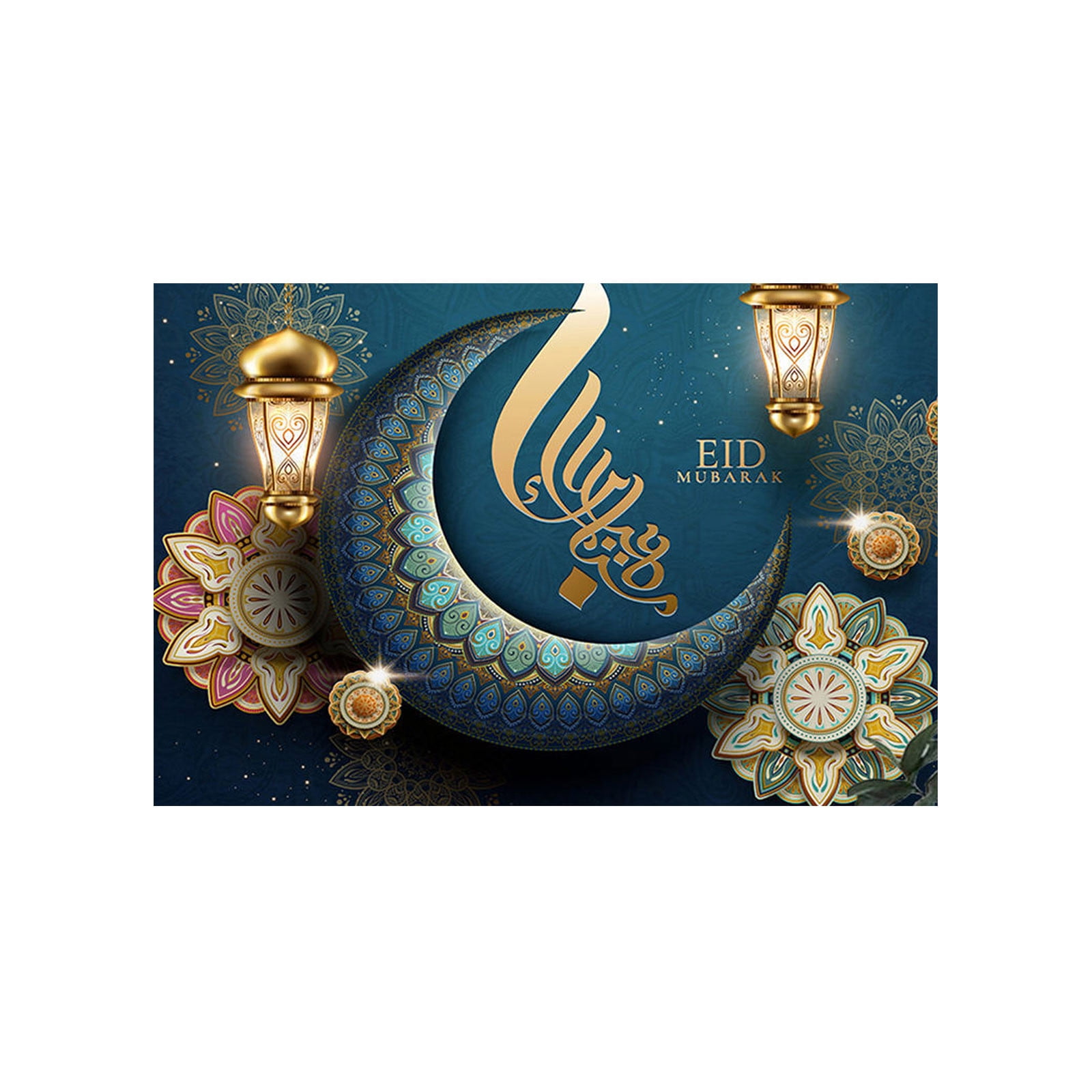 Eid Mubarak Backdrop Islamic Traditional Lanterns Architecture Mosque ...