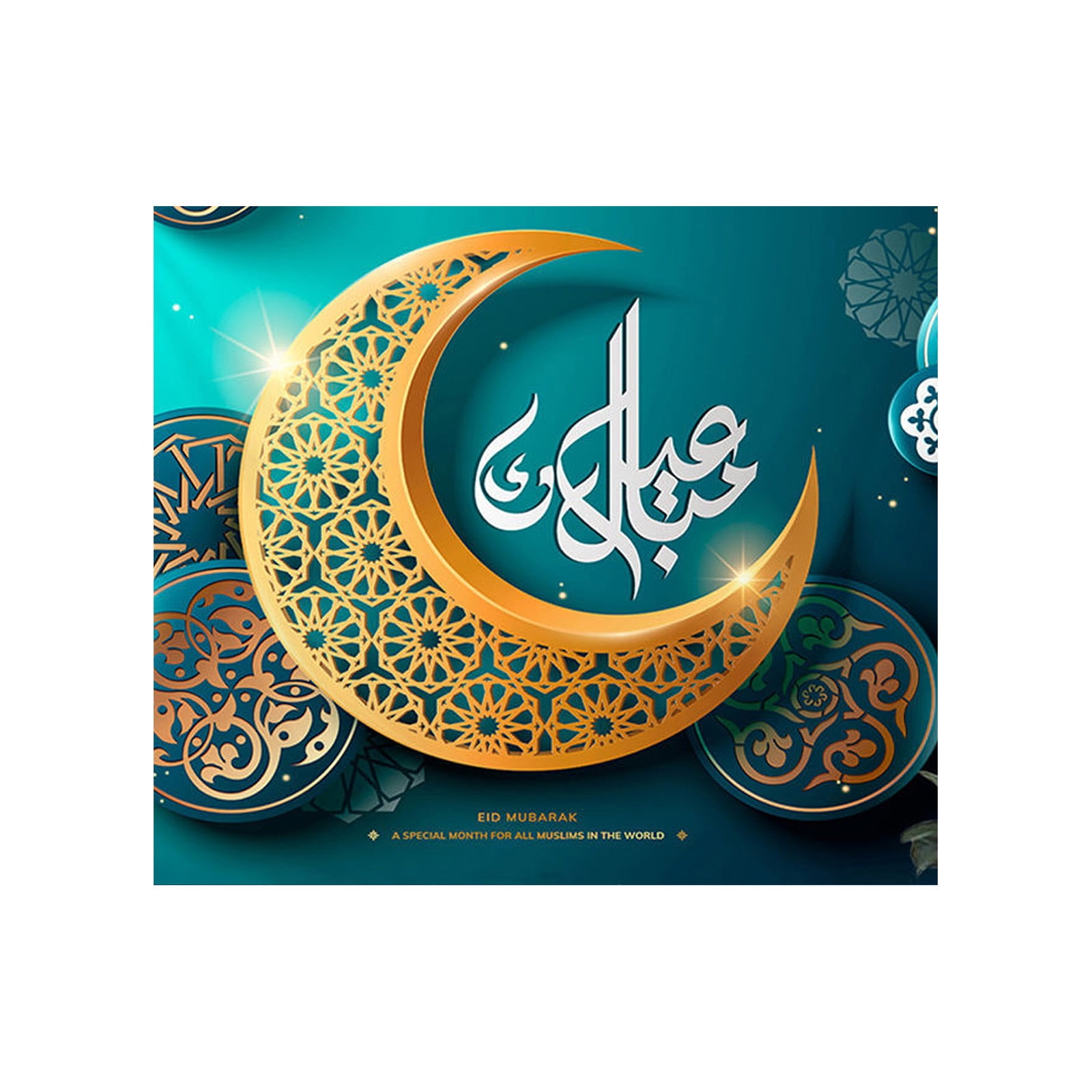 Eid Mubarak Backdrop Islamic Traditional Lanterns Architecture Mosque ...