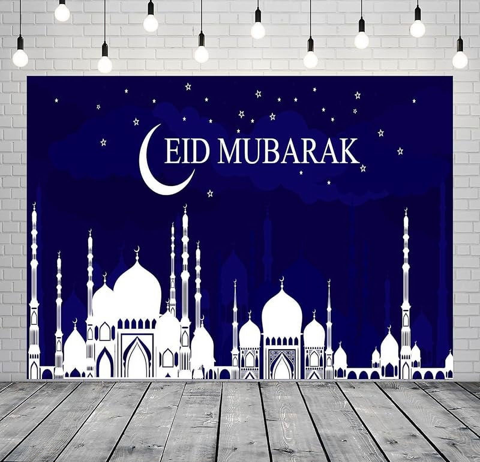 Eid Mubarak Backdrop Muslim Ramadan Mubarak Holy Night Moon and Stars ...