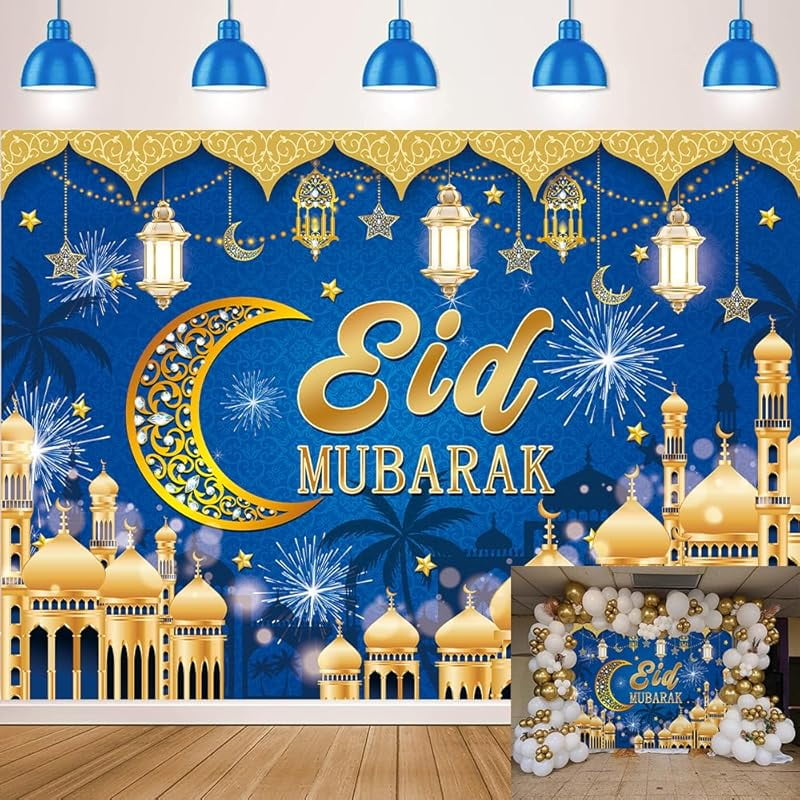 Eid Mubarak Backdrop Muslim Ramadan Lantern Moon Castle Islamic ...