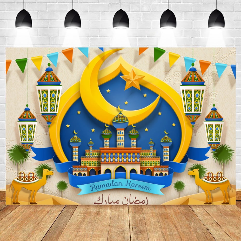 Eid Mubarak Backdrop for Photography EID Al Adha Moon Lamp Muslim ...