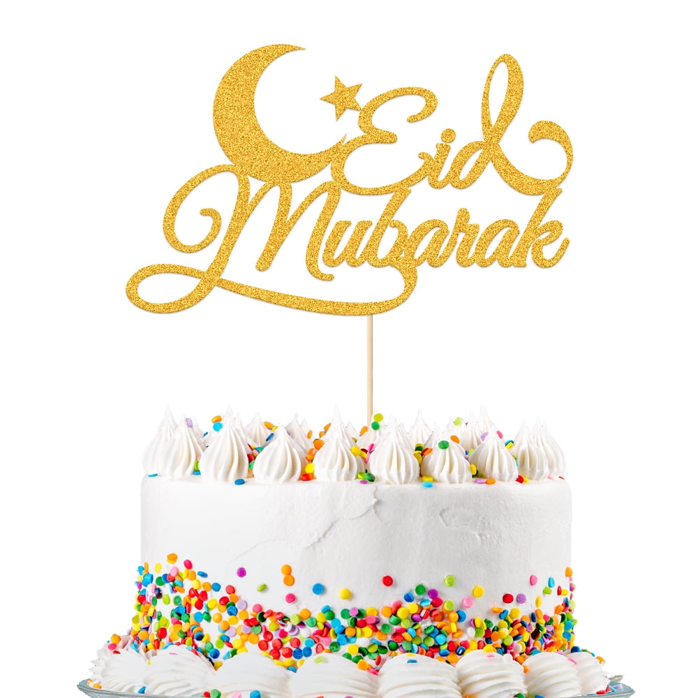 Eid Mubarak Cake Topper, Glitter Ramadan Mubarak Cake Decorations ...