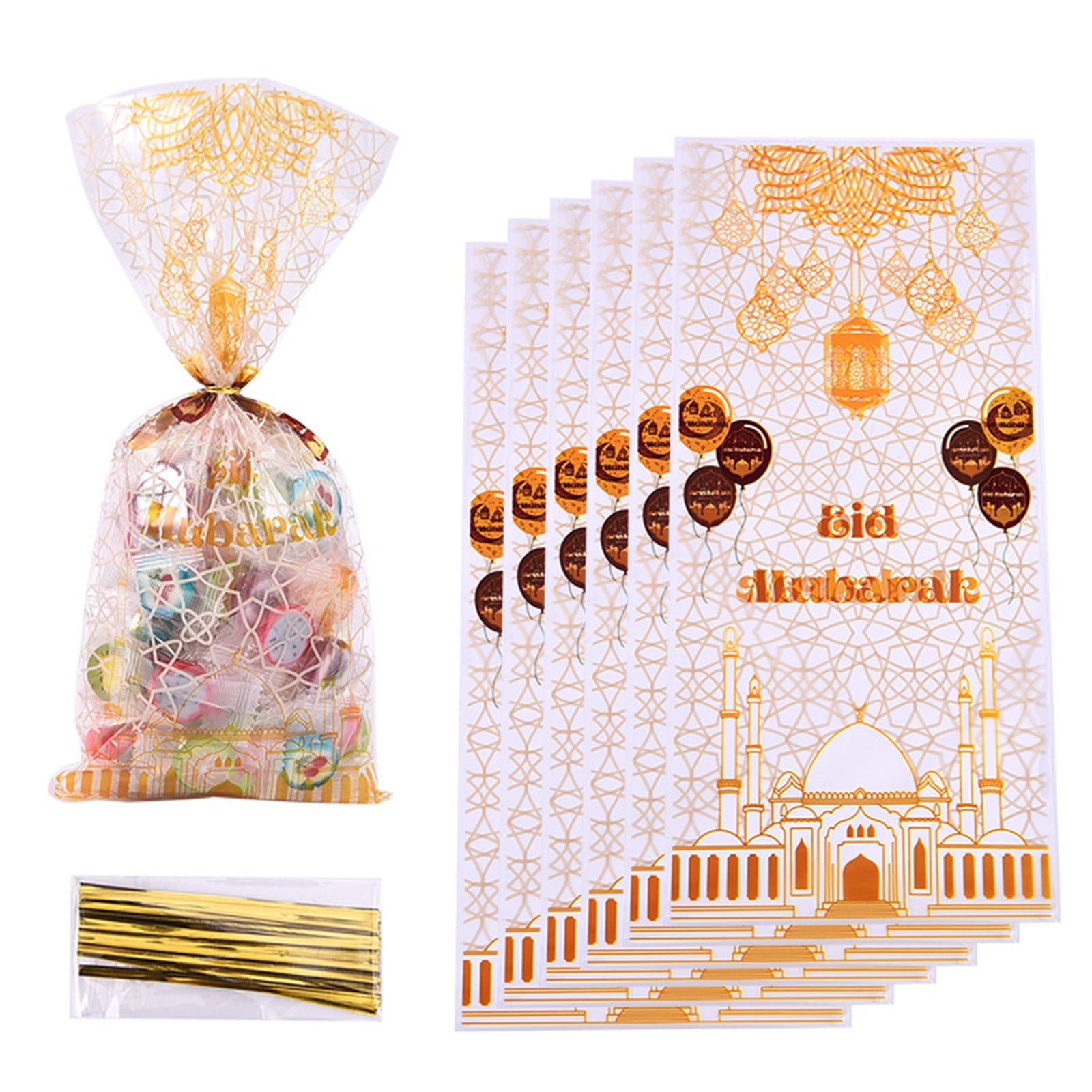 Eid Mubarak Candy Gift Bags with Golden Mosque Design Perfect for ...