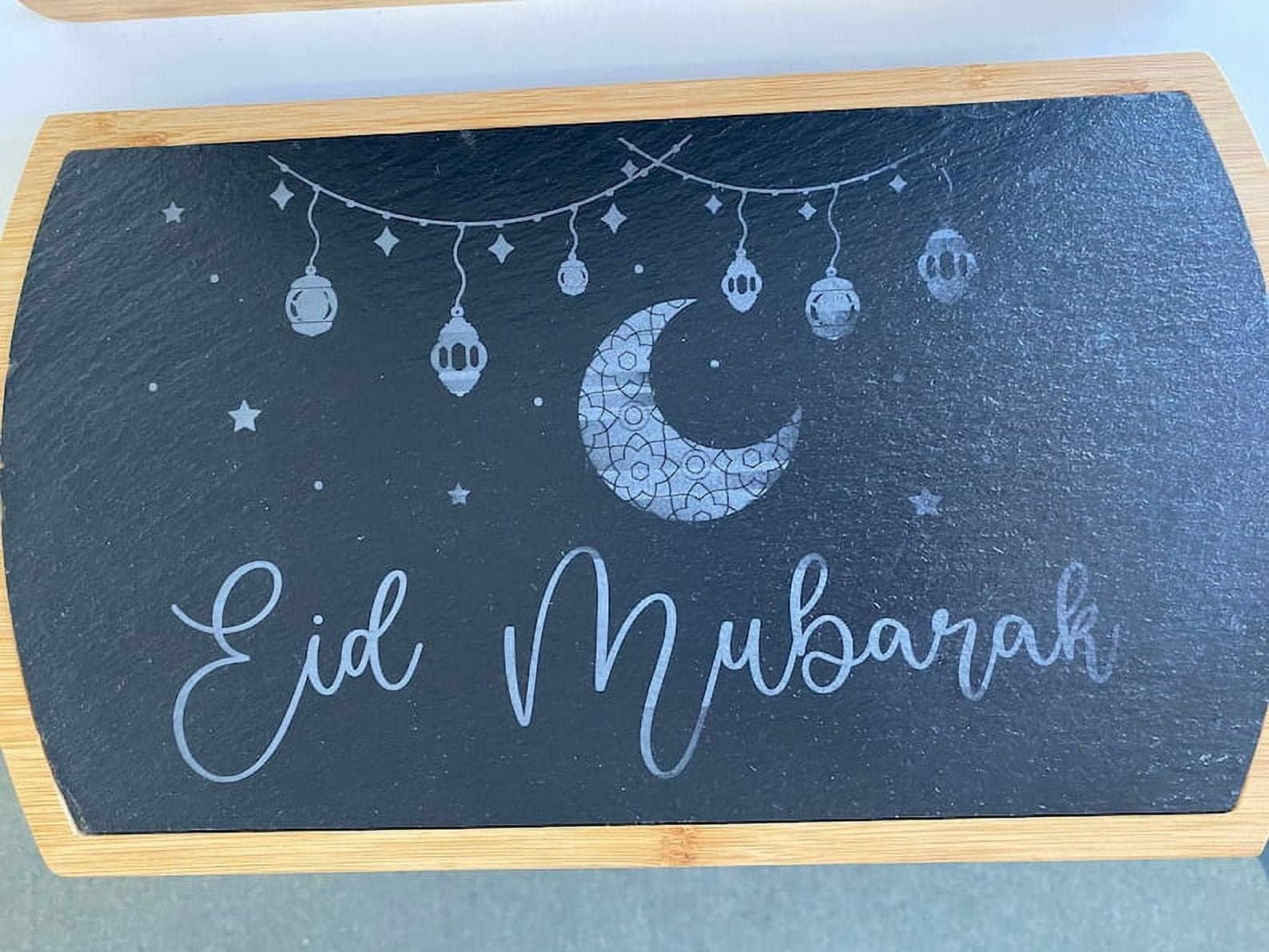 Eid Mubarak Charcuterie Board | Stylish Wood and Slate Cutting Board ...