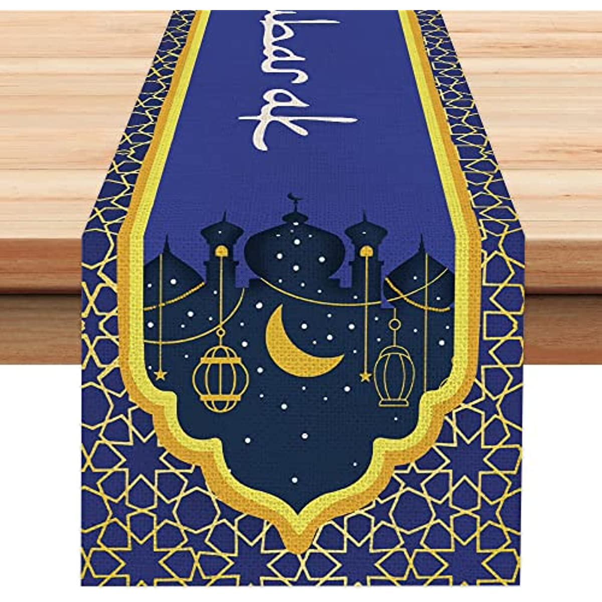 Eid Mubarak Golden Moon Star Table Runner Seasonal Ramadan Decor ...