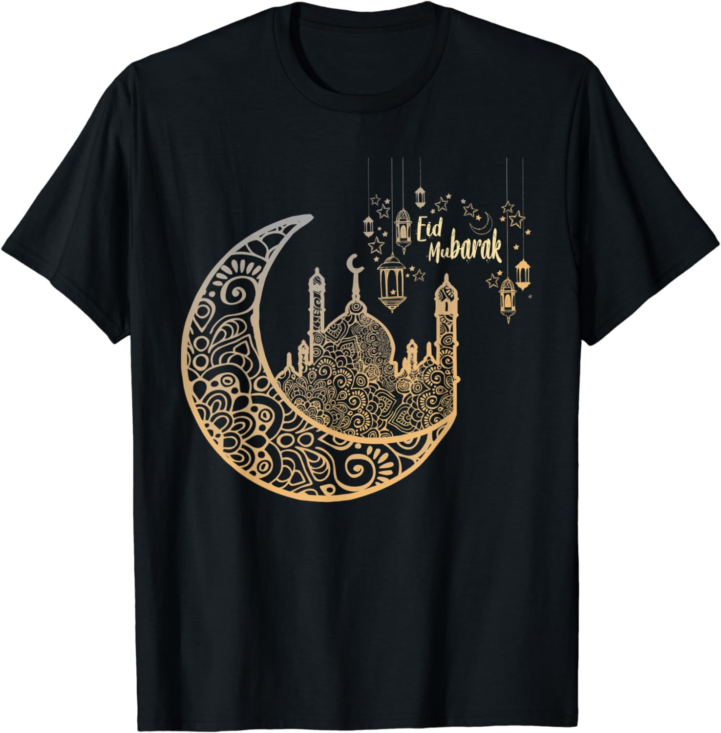 Eid Mubarak Happy Eid Al Fitr Muslim Moon Arabic Islamic T-Shirt ...
