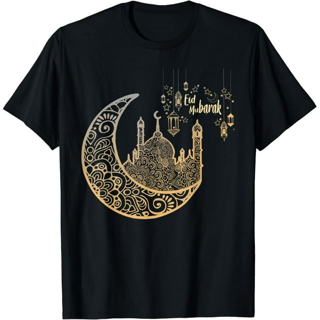 Eid Mubarak Happy Eid Al Fitr Muslim Moon Arabic Islamic T-Shirt ...