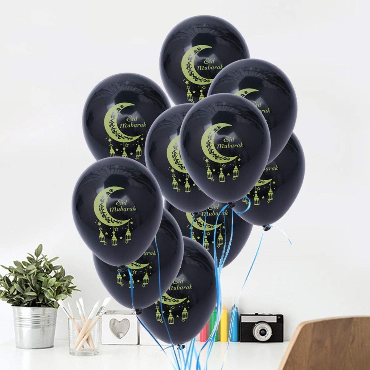 Eid Mubarak Latex Balloons,Crescent Moon Printed Pattern Balloons,Eid ...