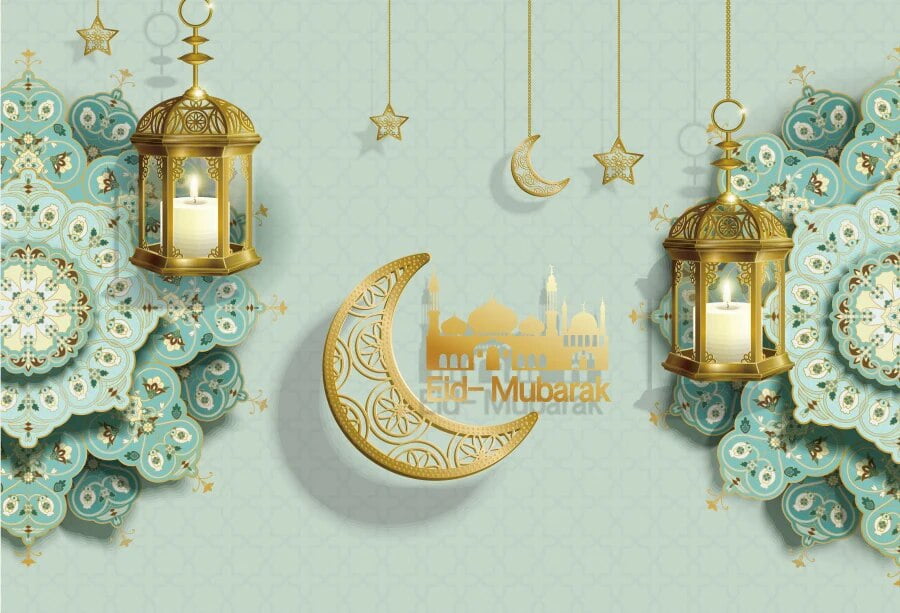 Eid Mubarak Mosque Ramadan Kareem lantern Scene Portrait Photographic ...