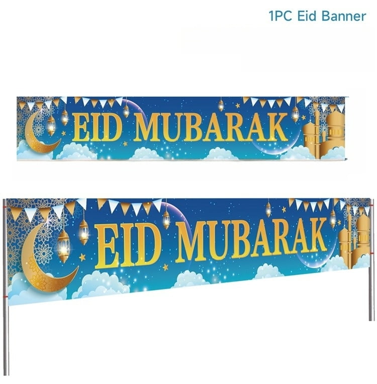 Eid Mubarak Outdoor Banner Flag Ramadan Kareem Polyester Banners ...