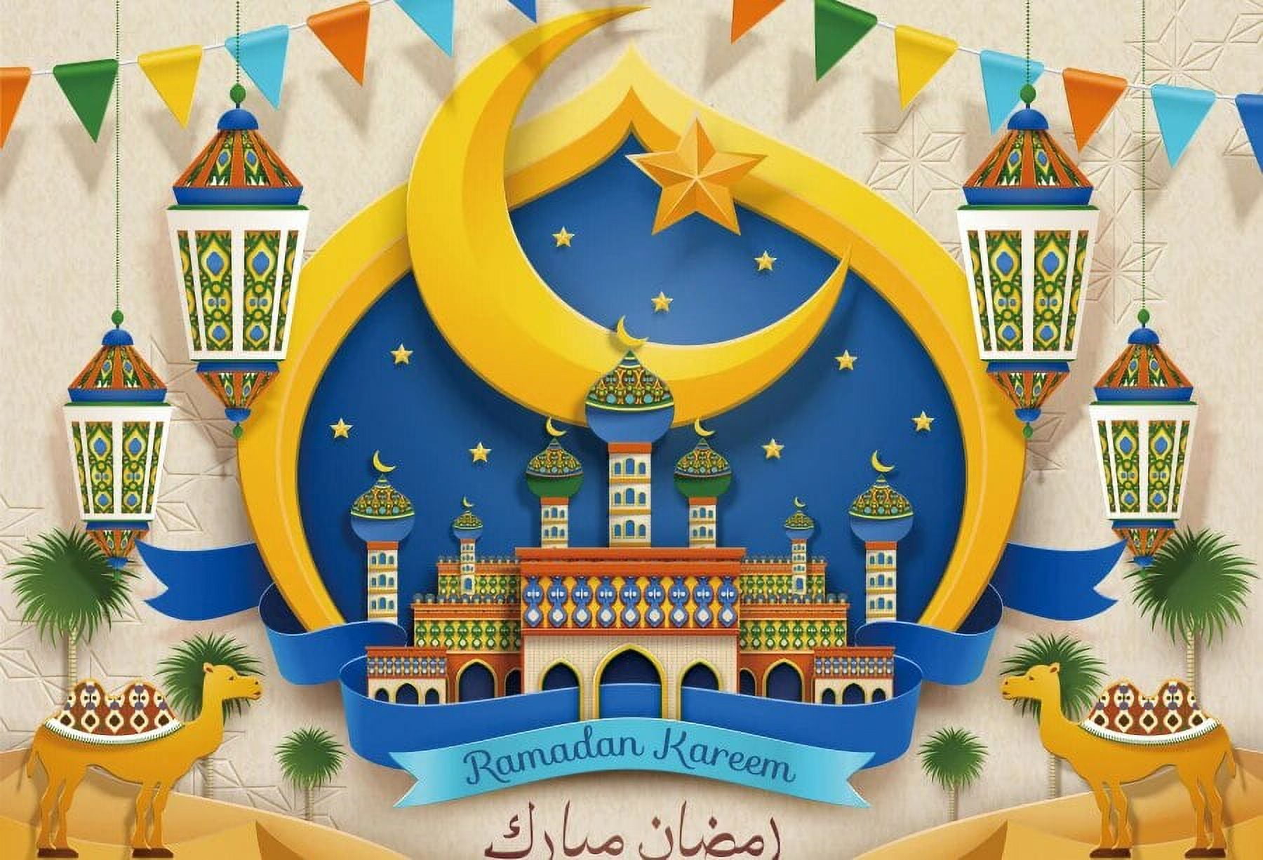 Eid Mubarak Photography Backdrops Light Lantern Mosque Lights Islam Believer Ramadan Kareem ...