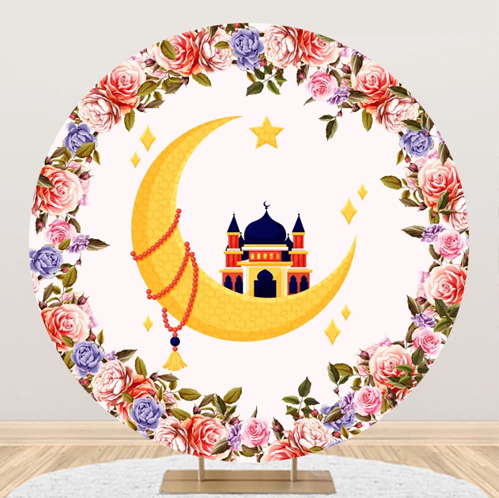 Eid Mubarak Ramadan Kareem Photography Backdrops Flowers Moon Mosque Lights Islam Believer ...
