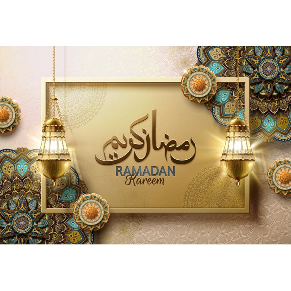 Eid Mubarak Ramadan Muslim Party r Photography Backdrop Golden Glitter ...