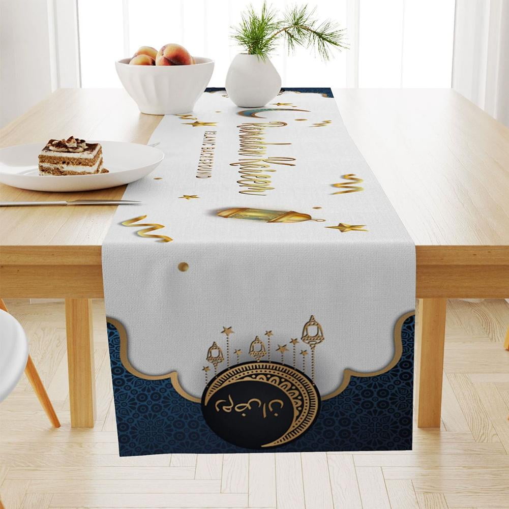 Eid Mubarak Table Runner 72 x 13.7 Inch Ramadan Table Cloth, Eid Al ...