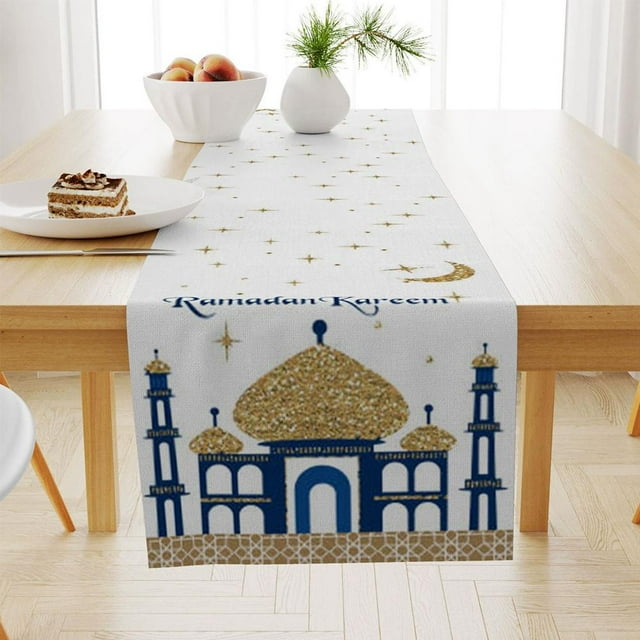 Eid Mubarak Table Runner Golden Moon Mosque Ramadan Table Runners ...