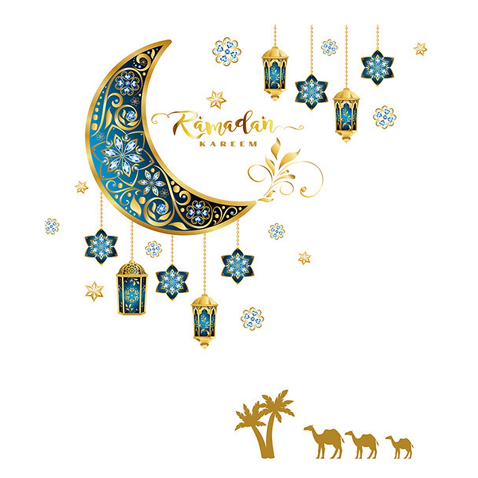 Eid Mubarak Wall Decals Pvc Stickers Stars Moon Design For Ramadan Home ...