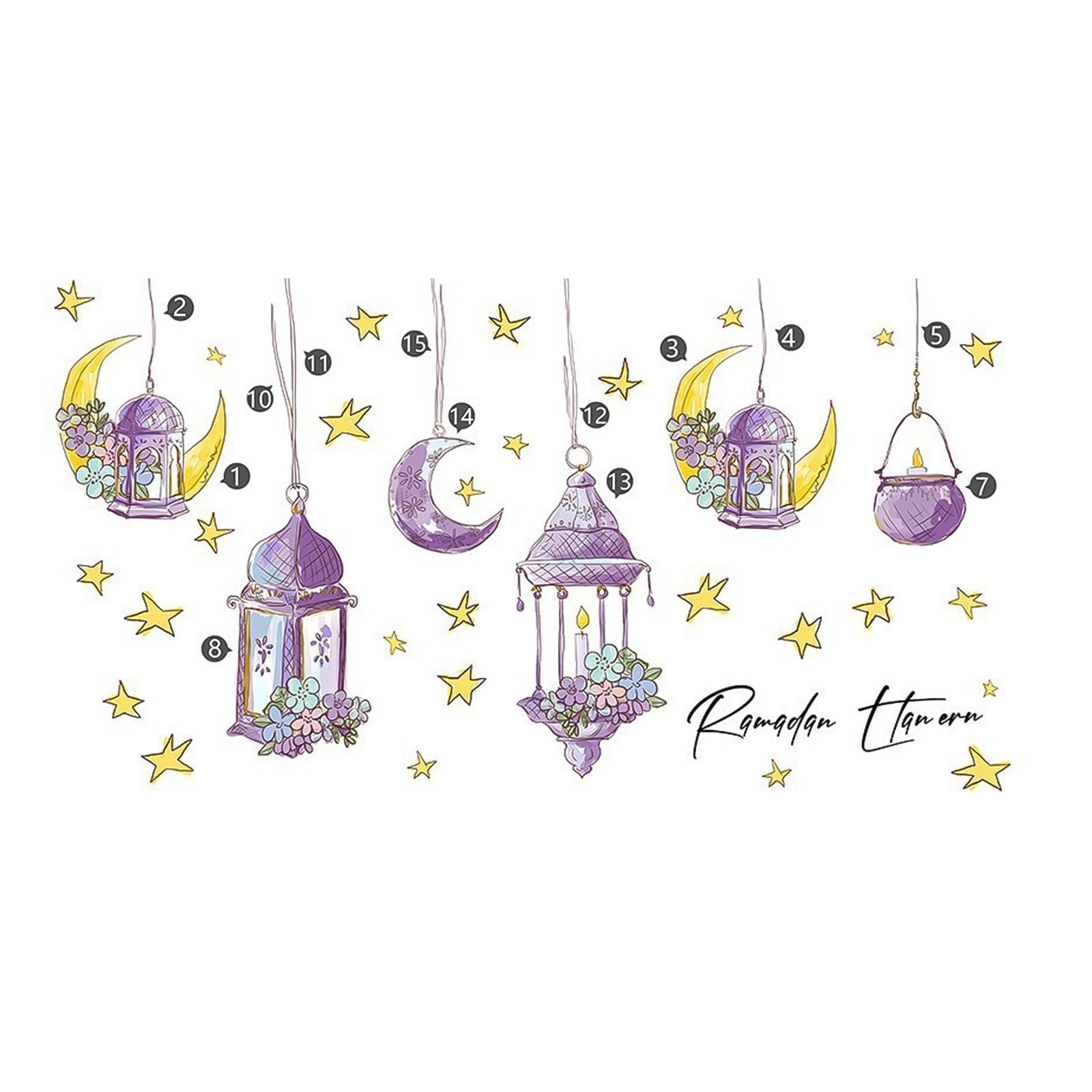 Eid Mubarak Wall Stickers Stars Moon 2024 Ramadan Decoration Party ...