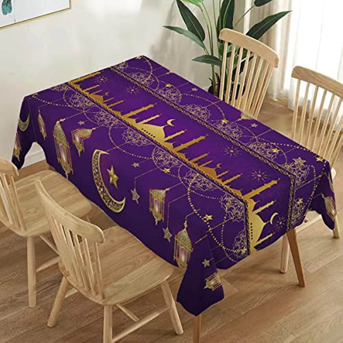 Eid Mubarak Waterproof Tablecloth Ramadan rations for Home Muslim Eid ...