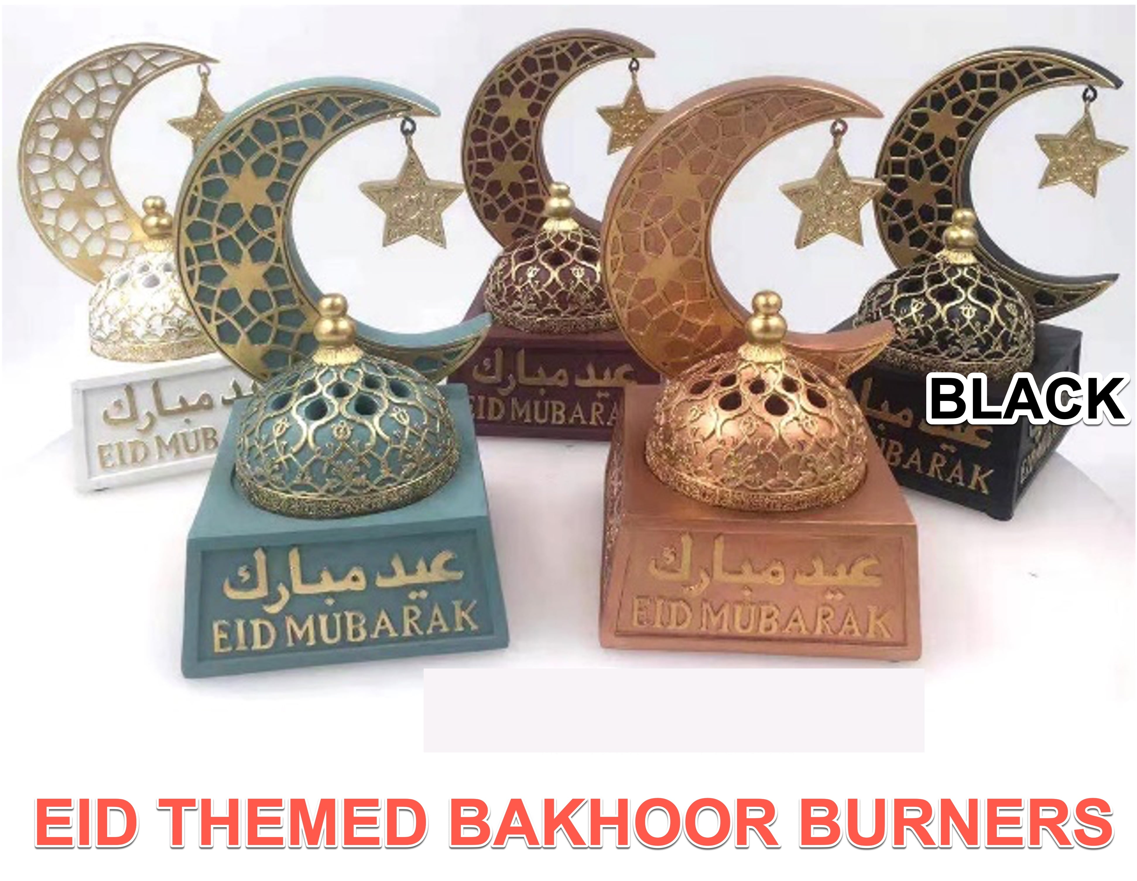 Eid MubarakTheme Limited Edition Non Electric Fancy Bakhoor Burner Crescent Shape with Star and ...