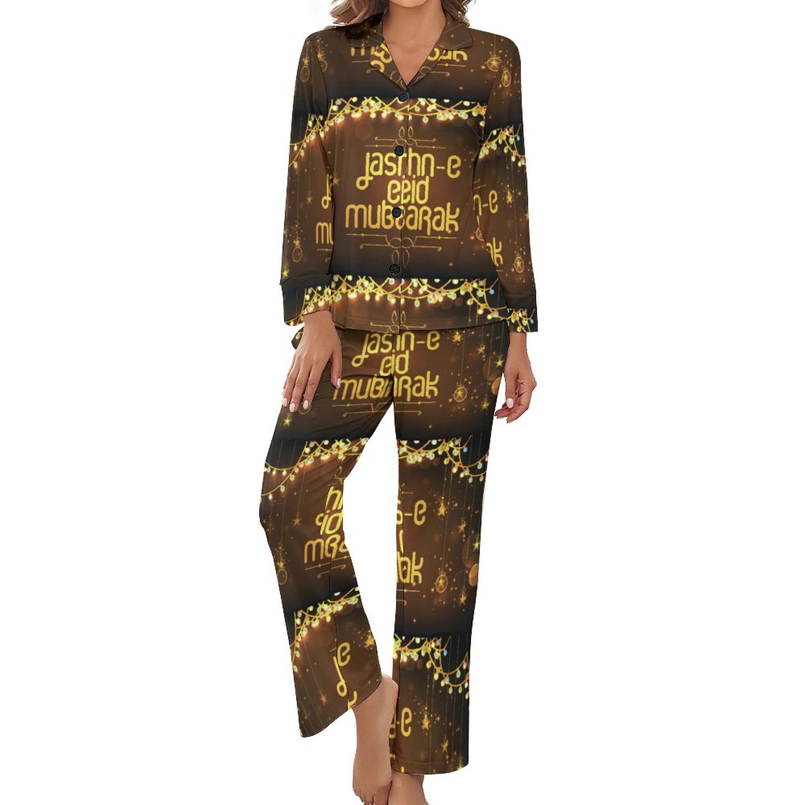 Eid MubarakWomens Pyjamas Set Long Sleeve 2 Piece Fall & Winter With ...