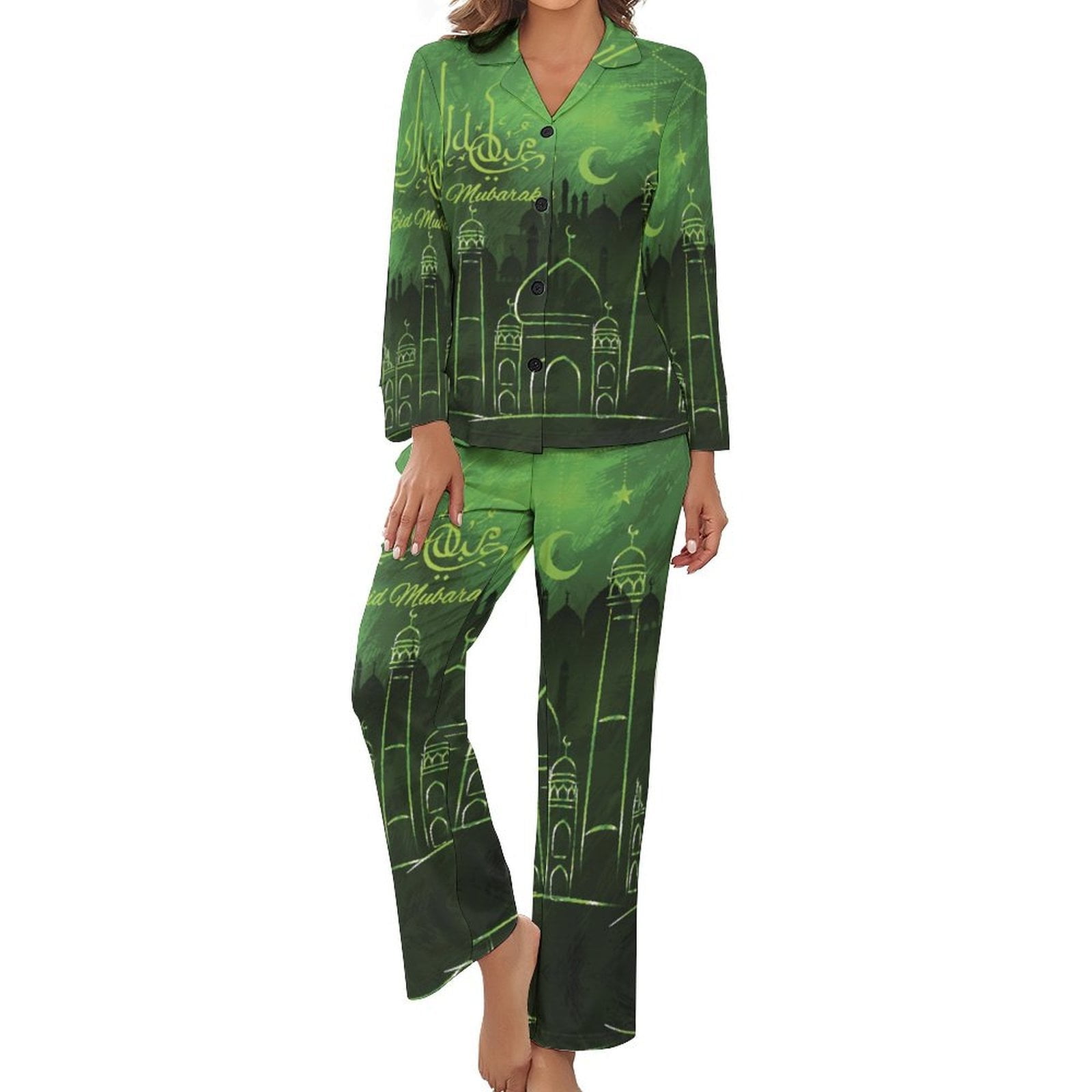 Eid MubarakWomens Pyjamas Set Long Sleeve 2 Piece Fall & Winter With ...