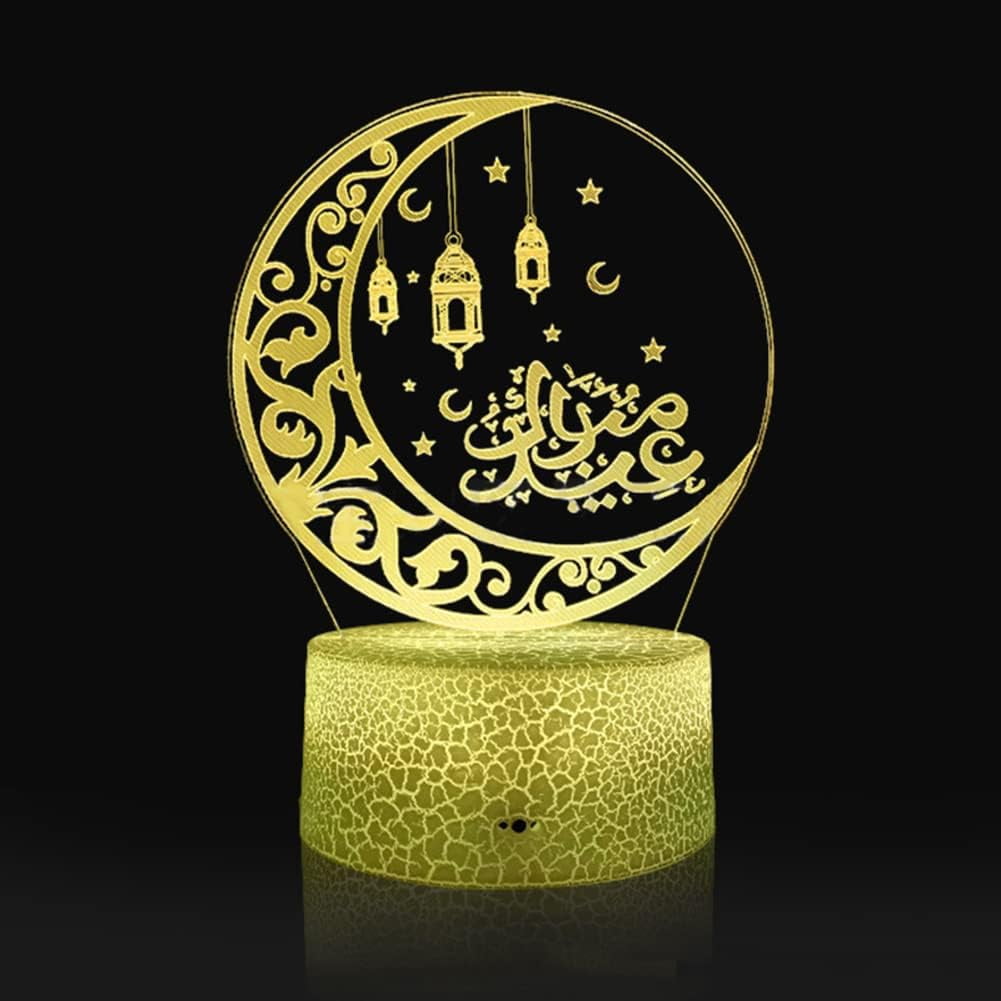 Eid Night Lights, Ramadan 3D Night Light Mubarak Islam Muslim Desk Lamp ...