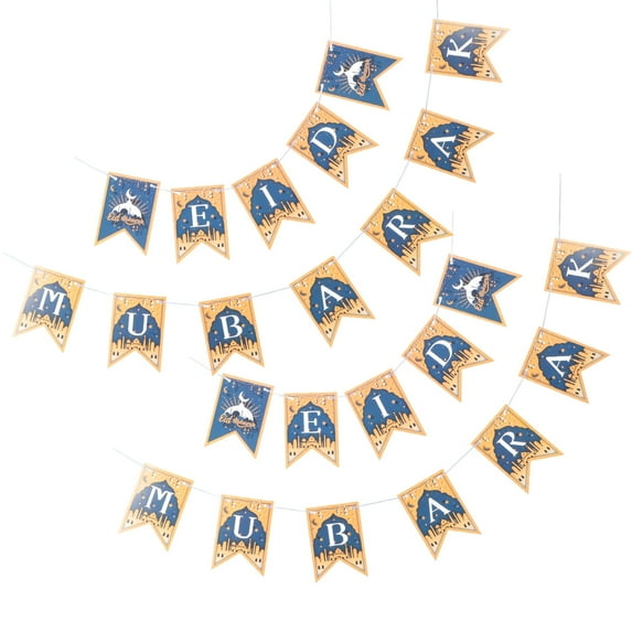 Eid Pull Flag Ramadan Party Supplies Household Decor Mubarak Paper ...