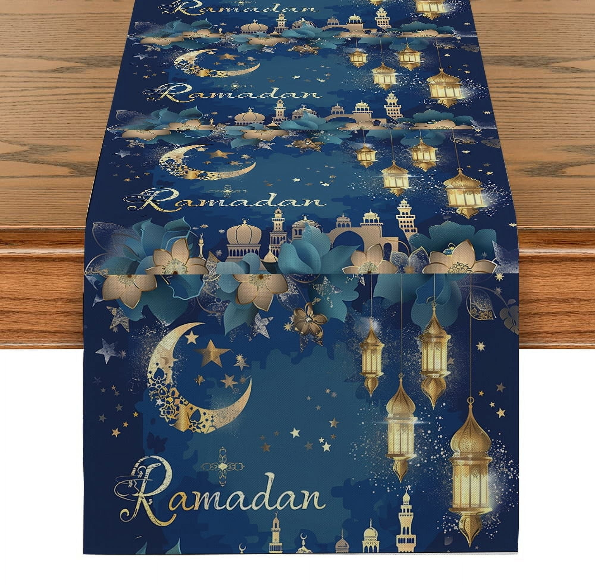 Eid Ramadan Light Table Runners Kitchen Table r Farmhouse Washable ...