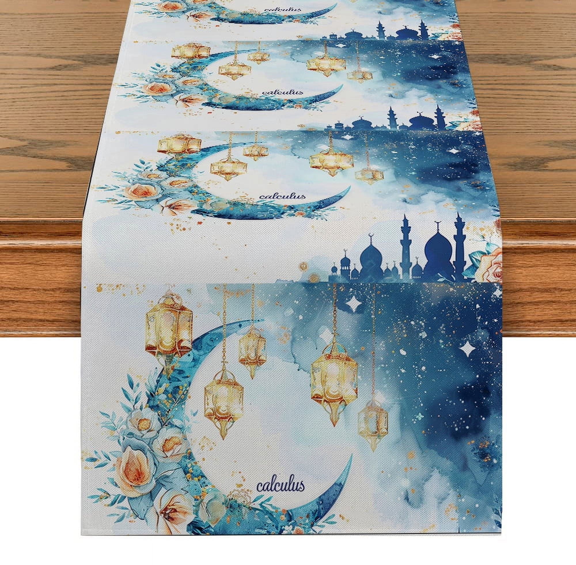 Eid Ramadan Light Table Runners Kitchen Table r Farmhouse Washable ...