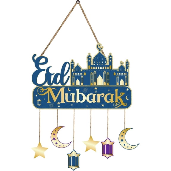 Eid Ramadan Mubarak Decorations, Wooden Eid Hanging Signs Wall Door ...