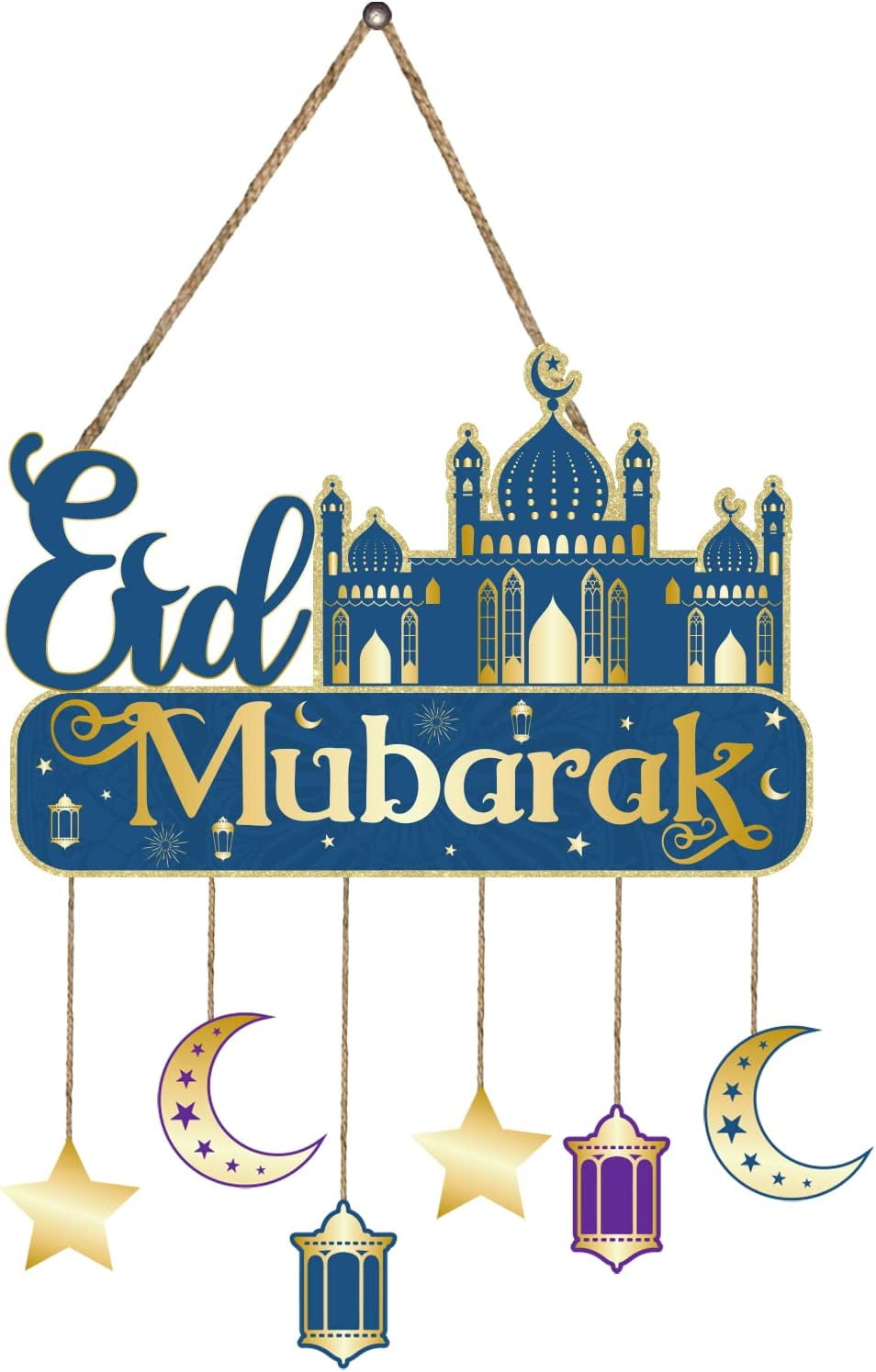 Eid Ramadan Mubarak Decorations, Wooden Eid Hanging Signs Wall Door ...